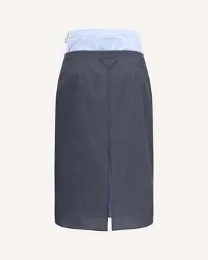 Prada Double-layer Midi Skirt In Cotton And Linen