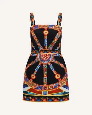 Dolce & Gabbana Fitted Printed Boat-neck Dress