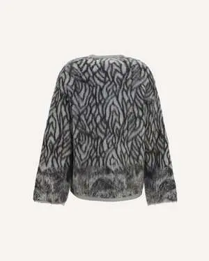 FORTE_FORTE Heron Feather Motif Brushed Cardigan