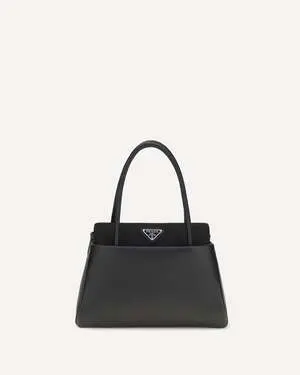 Prada Calfskin Leather Top Handle Bag With Triangle Logo
