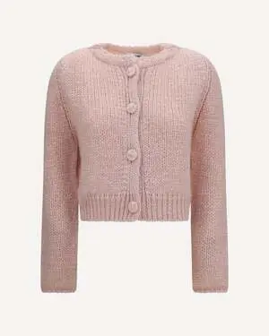 FORTE_FORTE Chunky Knit Cardigan With Buttons - Pink