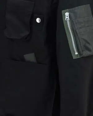 Sacai Cotton Bomber Jacket With Leather Details