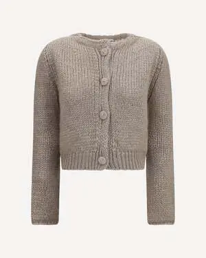 FORTE_FORTE Chunky Knit Cardigan With Buttons - Beige