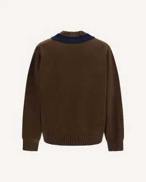 Sacai Wool Knit Cardigan With Integrated Scarf