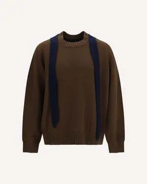 Sacai Wool Knit Cardigan With Integrated Scarf