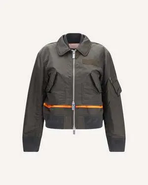 Sacai Double-zip Nylon Jacket - Green