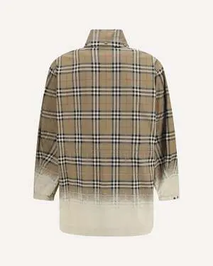 Burberry Gabardine Parka With Faded Check Print