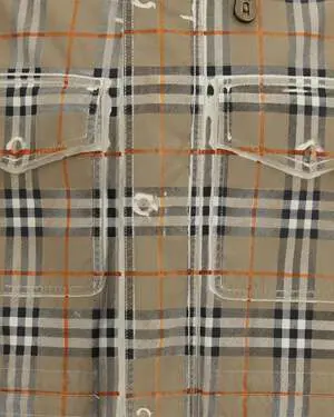 Burberry Gabardine Parka With Faded Check Print