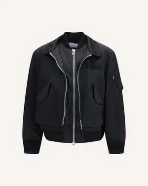 Sacai Cotton Chino And Nylon Twill Double Jacket - Black