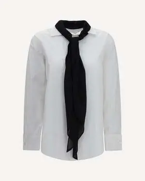 Sacai Cotton Poplin Scarf Shirt - White