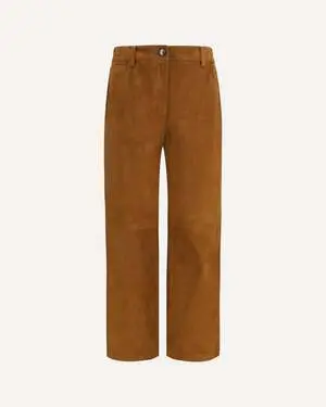 Magda Butrym Straight-leg Corduroy-effect Leather Pants - Brown