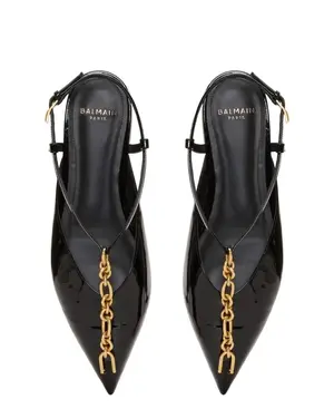Balmain Patent Leather Sync Chain Sandals