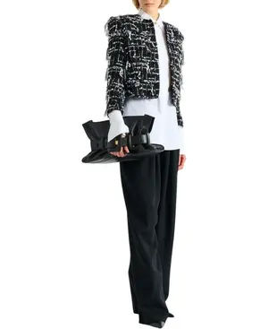 Balmain Cropped Jacket In Fringed Tweed