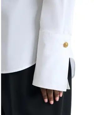 Balmain Cotton Poplin Shirt With Embellished Cuffs