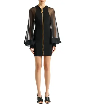 Balmain Short Jersey And Muslin Dress - Black