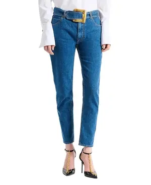 Balmain Belted Denim Jeans - Blue