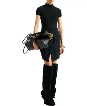 Balmain Large Tote In Topstitched Leather