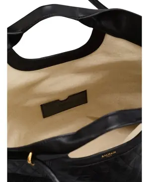 Balmain Large Tote In Topstitched Leather