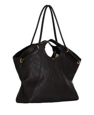 Balmain Large Tote In Topstitched Leather