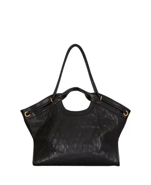Balmain Large Tote In Topstitched Leather