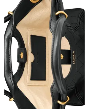 Balmain Small Smooth Leather Tote With Topstitching