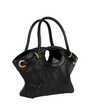 Balmain Small Smooth Leather Tote With Topstitching