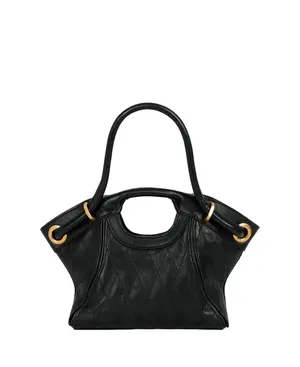 Balmain Small Smooth Leather Tote With Topstitching