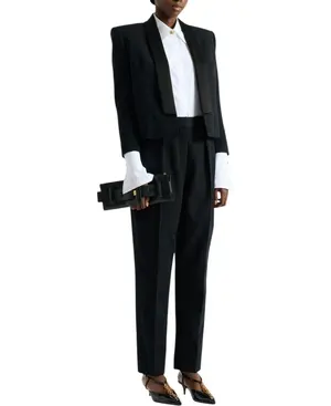 Balmain Cropped Grain De Poudre Blazer