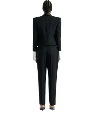 Balmain Cropped Grain De Poudre Blazer