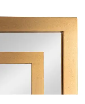 OLIVE GROVE Rowena Interiors Vintage Glass Wall Mirror With Geometric Art Deco Wood Frame - Gold