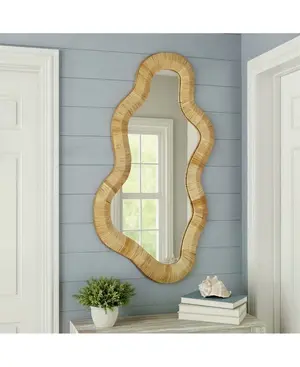 ROWENA INTERIORS Wavy Rattan Wall Mirror