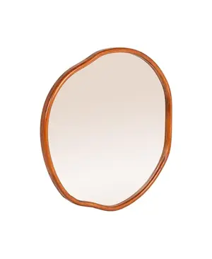 ROWENA INTERIORS Organic Wall Mirror With Wood Frame - Brown