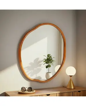 ROWENA INTERIORS Organic Wall Mirror With Wood Frame