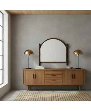 ROWENA INTERIORS Arched Wall Mirror With Wood Dowel Frame