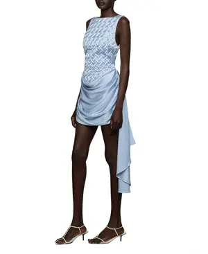 ET OCHS Sleeveless Mini Dress With Smocked Bodice And Draped Skirt