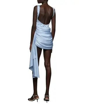ET OCHS Sleeveless Mini Dress With Smocked Bodice And Draped Skirt