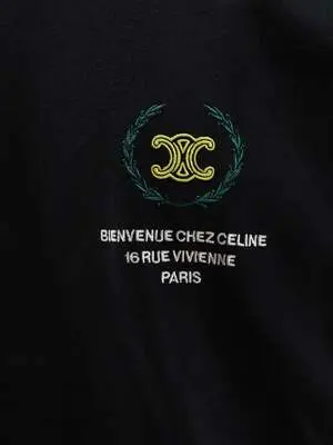 Celine Cotton T-shirt With Iconic Embroidery