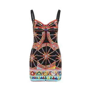 Dolce & Gabbana Charmeuse Carretto Mini Dress - Black