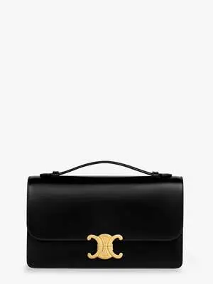 Celine Triomphe Leather Crossbody Bag - Black