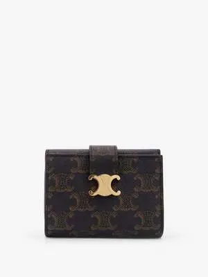 Celine Trifold Triomphe Coated Canvas Wallet - Tan