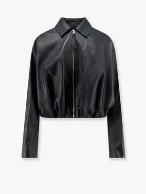 Loewe Cropped Leather Jacket With Asymmetrical Back Detail - Black