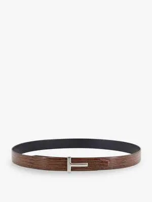 TOM FORD Crocodile-effect Leather Belt - Multicolor