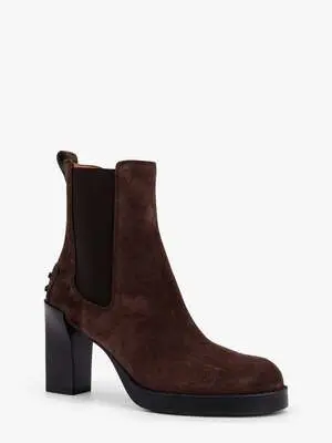TOD'S Suede Ankle Boots With Elastic Inserts And Stud Detailing