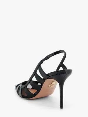 AQUAZZURA Leather And Mesh Slingback Pumps