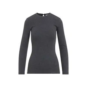 Brunello Cucinelli Long Sleeve Ribbed T-shirt With Monili Trim