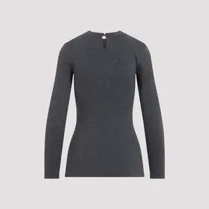 Brunello Cucinelli Long Sleeve Ribbed T-shirt With Monili Trim