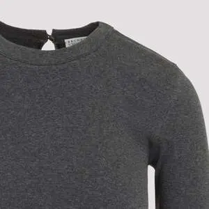 Brunello Cucinelli Long Sleeve Ribbed T-shirt With Monili Trim