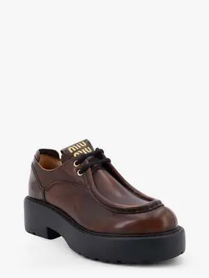 Miu Miu Leather Lace-up Platform Shoes
