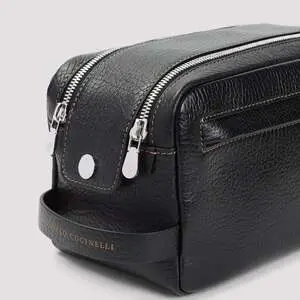 Brunello Cucinelli Grained Leather Beauty Case - Black