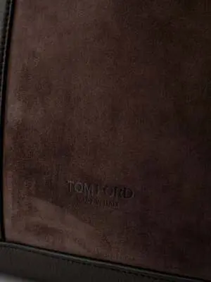 TOM FORD Suede Shopping Bag With Engraved Logo - Brown